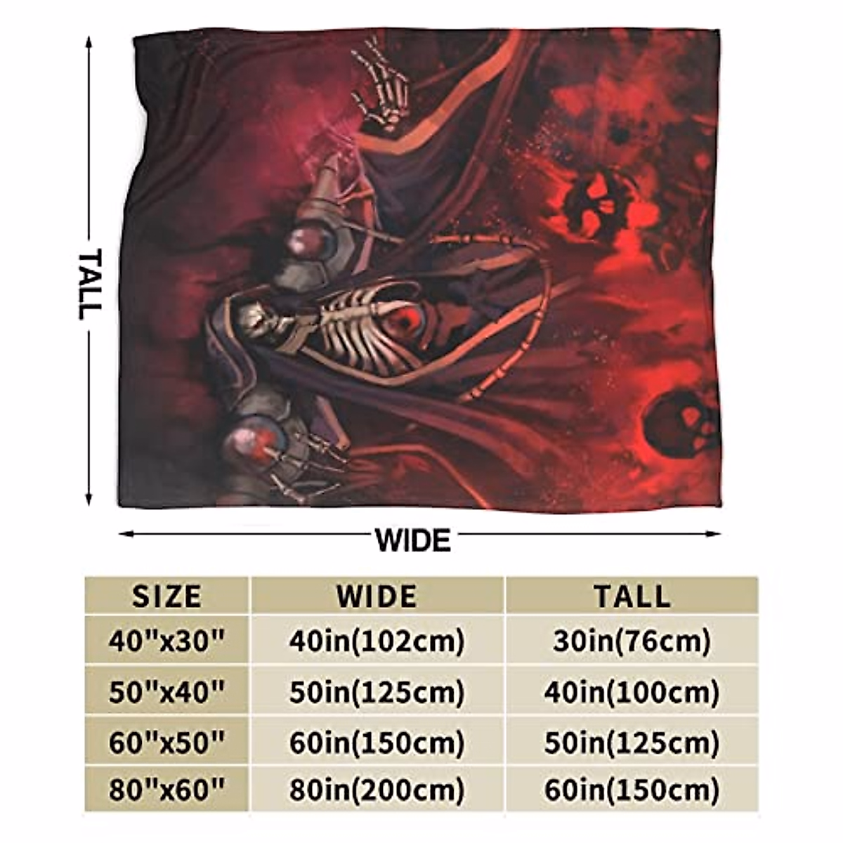 Uxodewor Anime Overlord Blanket Lightweight Microfiber Flannel Throw Blanket for Bedroom Livingroom Air Conditioning Blanket 50"x40"