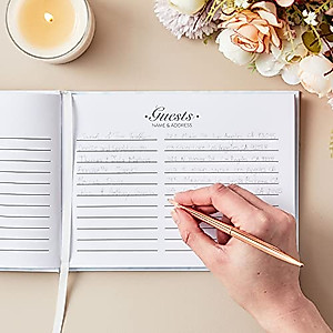 Floral Wedding Guest Book for Reception, Party, Baby Shower, Birthday (8.3 x 6.25 in, 56 Pages)