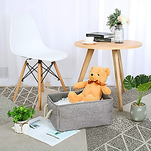 uxcell Fabric Storage Basket with Dual Handles, Collapsible Storage Bins for Toys Laundry Clothes Storage, Home Organizer for Bedroom Office Closet Gray Small