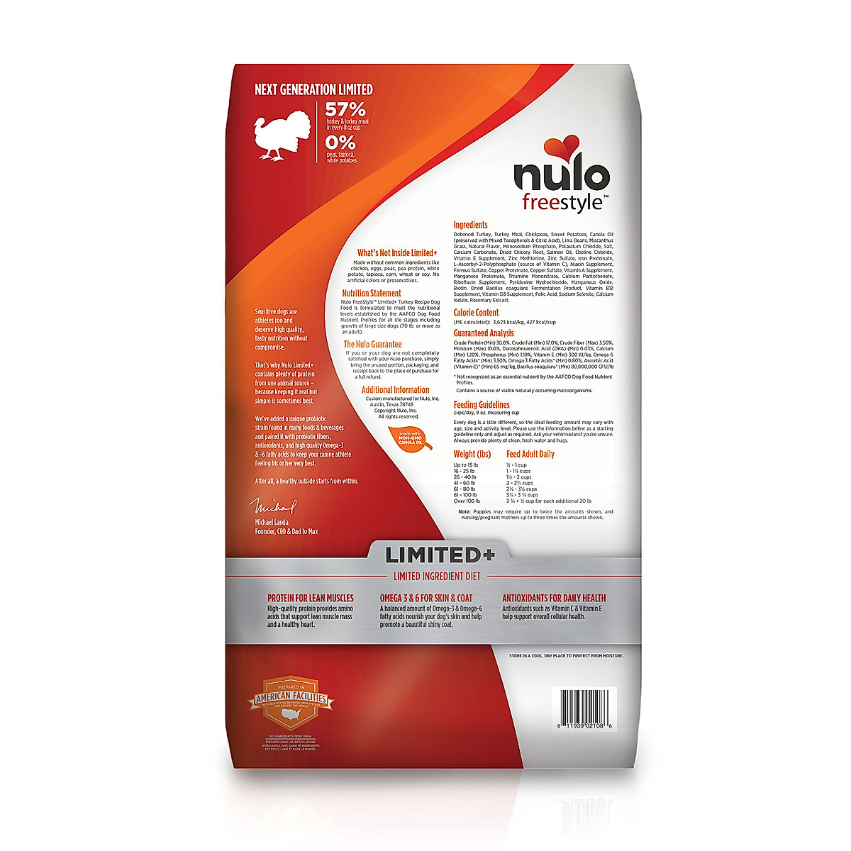 Nulo All Natural Dog Food: Freestyle Limited Plus Grain Free Puppy & Adult Dry Dog Food - Limited Ingredient Diet for Digestive & Immune Health - Allergy Sensitive Non GMO Turkey Recipe - 10 lb Bag
