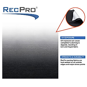 RecPro RV Awning Fabric Replacement | Width Options from 8 Feet to 22 Feet | Variety of Color Options | 8' (96") Length RV Awning | Premium Vinyl (14' - Actual Width 13' 1", Charcoal Fade)…