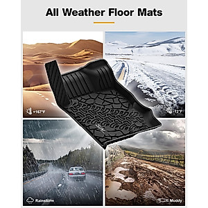 3W Floor Mats & Cargo Liner Fit for 2021-2024 Ford Bronco 4 Door, TPE All Weather Custom Fit Floor Liner 1st 2nd Row and Trunk Mat Full Set Car Mats, Black (Not for Bronco Sport & Rubberized Floor)