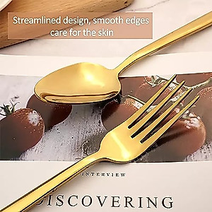 Silverware Set Gold Flatware 24-Piece for 6 Food-Grade Stainless Steel Tableware Cutlery Set Mirror Finished Utensil Sets for Home Restaurant Crystal Egg-Shaped Organizer Storage