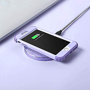 IDweel iPhone 8 Case with Tempered Glass Screen Protector, iPhone 7 Case, 3 in 1 Shockproof Hybrid Heavy Duty Hard PC Cover Soft Silicone Durable Bumper Full Body Durable Case, Purple