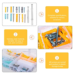 TEHAUX 2 Sets 200pcs Expansion Screw Expansion Tube Screws Assorted Self Tapping Screw Kit Self Tapping Screws Kit Expansion Bolt Expansion Tubes Kit Self-Tapping Screws Wallboard Screw