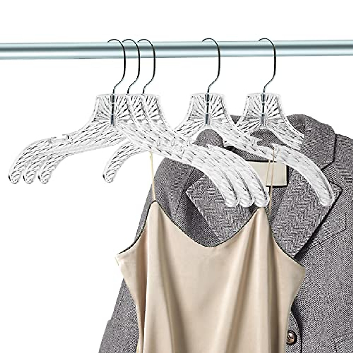 Quality Hangers Clear Hangers 12 Pack - Crystal Cut Hangers for Clothes - Durable Plastic Hanger Set - Invisible Dress Hangers for Suits - Heavy Duty Hangers - Nonslip Coat and Shirt Hangers