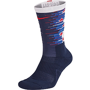 {SX7273410} UNISEX NIKE ELITE CREW1.5 4TH OF JULY , Large , Midnight NavyWhiteUniversity Red