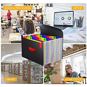 Expanding File Folder,Accordian File Organizer,24 Pockets Document Organizers Letter Size,Expandable Filing Box,Special Designed for Portable Use,Accordion Folders for Documents Storage (Rainbow)