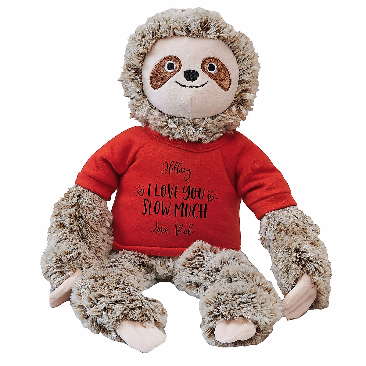 Personalization Universe I Love You Slow Much Personalized Plush Sloth Stuffed Animal - Red