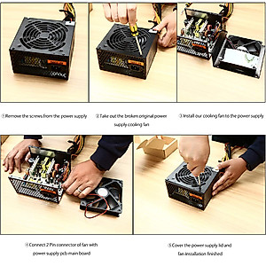 12V DC Fan Strong Quiet 120x120x25mm 12cm Small Cooling Fan 2Pin 2Wire 1600RPM High-Performance PC Fans 120mm 2-Pack