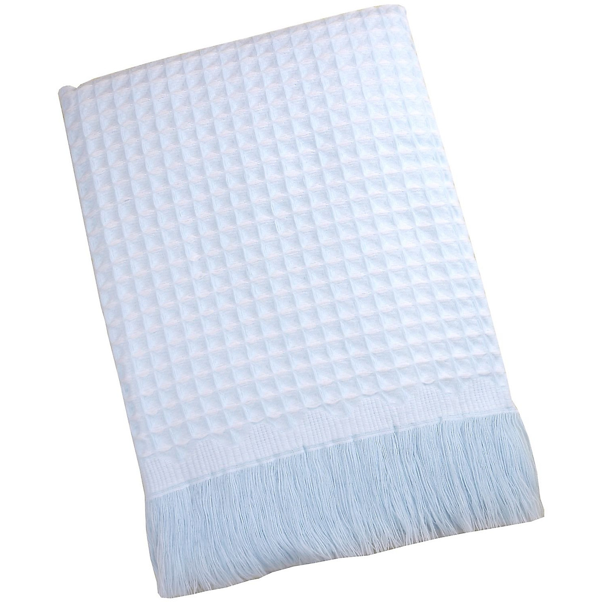 BabyPrem Baby Blanket Shawl Nursery Bedding Waffle Boys Girls Moses Cot Blue