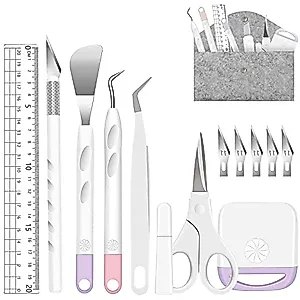 13 Pcs Vinyl Weeding Tools Stainless Steel Plotter Accessories HTV, Precision Carving Craft Hobby Knife Kit +1 Piece Storage Bag, Silhouettes, Cameos, DIY Art Work Cutting,Scrapbook