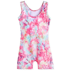 HOZIY Toddler Leotards for Girls Gymnastics Baby Girl Outfit 12-18 18-24 Months Hot Pink Colorful Tie Dye Sparkly Clothing Apparel