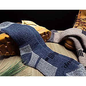 Jeep Men's Performance Wool Hiking Crew Socks-2 Pair Pack-Heavyweight Cushioned Comfort, Brown, 8-12