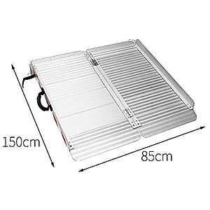 Threshold Ramp, Threshold Ramp Aluminum Ramp Wheelchair Baby Carriage PVC Handle Non-Slip Rubber Pad Easy to Carry Can Be Used in A Variety of Occasions Can Bear 400kg, 4 Sizes ( Color : Silver , Size