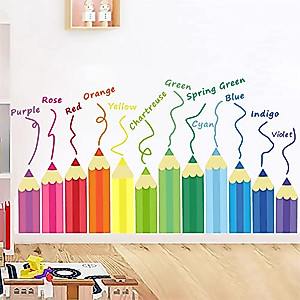 Color Wall Decals Kids Room,Nursery Wall Sticker Peel and Stick,Multicolor Crayons Stickers Classroom Decoration Stickers,Colorful Inspirational Wall Decal for Bedroom Baby room Daycare Playroom Decor