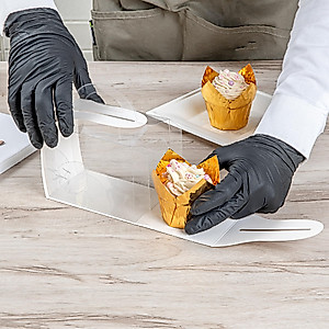 Restaurantware-5 Inch x 3.25 Inch Individual Cupcake Boxes, 100 Disposable Cupcake Display Boxes - With Handle, Lotus Accent, Clear Plastic Single Cupcake Containers, For Weddings Or Birthdays