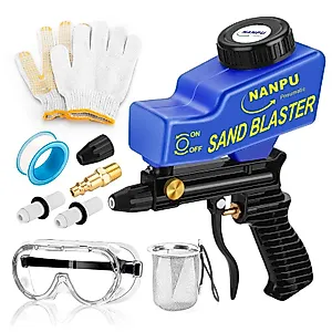 NANPU Air Sand Blaster Gun with Gravity Feed - Ceramic Nozzle, Metal Body | for Paint, Rust Removal, and Glass Etching | Versatile for Aluminum, Sand, Walnut Shells, and Soda Blasting Applications