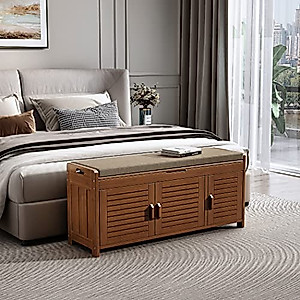 Wilk WILK Shoe Storage and Shoe Cabinet Shoe Bench Entry Locker Hallway Living Room with Hidden Storage Brown 38.5(L) x 14.4(W) x 19.7(H)