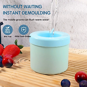 Small Ice Maker Cup, Cylinder Silicone Ice Cube Molds, Mini Ice Maker Cube Tray, Decompress Ice Lattice Ice Cube Trays for freezer, 60 Ice Cubes, Easy-Release (Blue-Green)