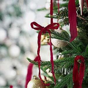 HUIHUANG Red Velvet Ribbon 3/8" Crushed Velvet Ribbon for Christmas Tree Ornaments, Gift Wrapping, Wreath Decoration, Invitations, Holiday Home Decor, Bows -10 Yards