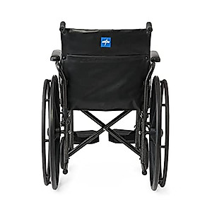 Medline K1 Basic Vinyl Wheelchair with Swing-Back Desk-Length Arms and Swing-Away Footrests, 18-Inch Wide Seat