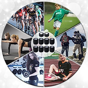 FEILIBAY 10 Pack Cohesive Bandage Wrap Self Adherent Vet Tape for Pets, Elastic Self Adhesive Wrap for Sports, Finger, Wrist, 2 Size (8Pack 2'' and 2Pack 1''), Black