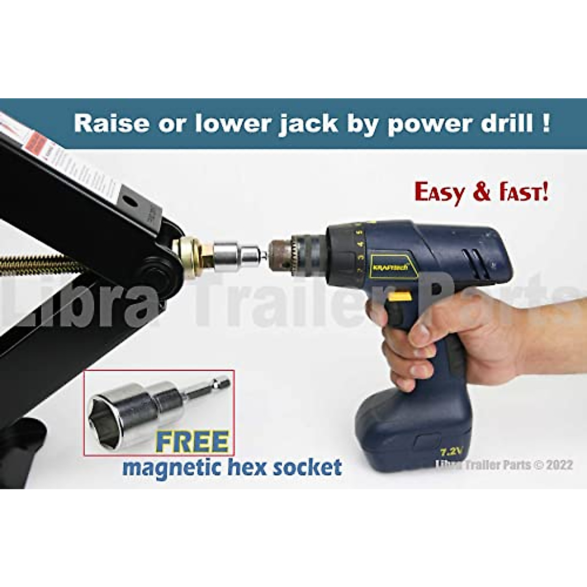 Set 2 LIBRA True HD 9000# 24" RV Trailer Stabilizer Leveling Scissor Jacks w/Dual Power Drill Sockets & Full Installation Kit …