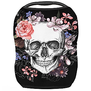 Death Sugar Skulls Baby Car Seat Cover for Baby Boys and Girls Breathable Lightweight Carseat Cover Baby Carrier Cover Soft Flexible for Girls Boys