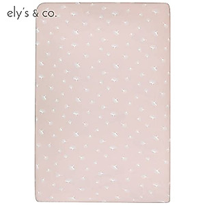 Ely’s & Co. Crib Sheet 2-Pack — Combed, 100% Jersey Cotton for Baby Girl — Rosewater Pink, Pin Dots & Gingko Leaves