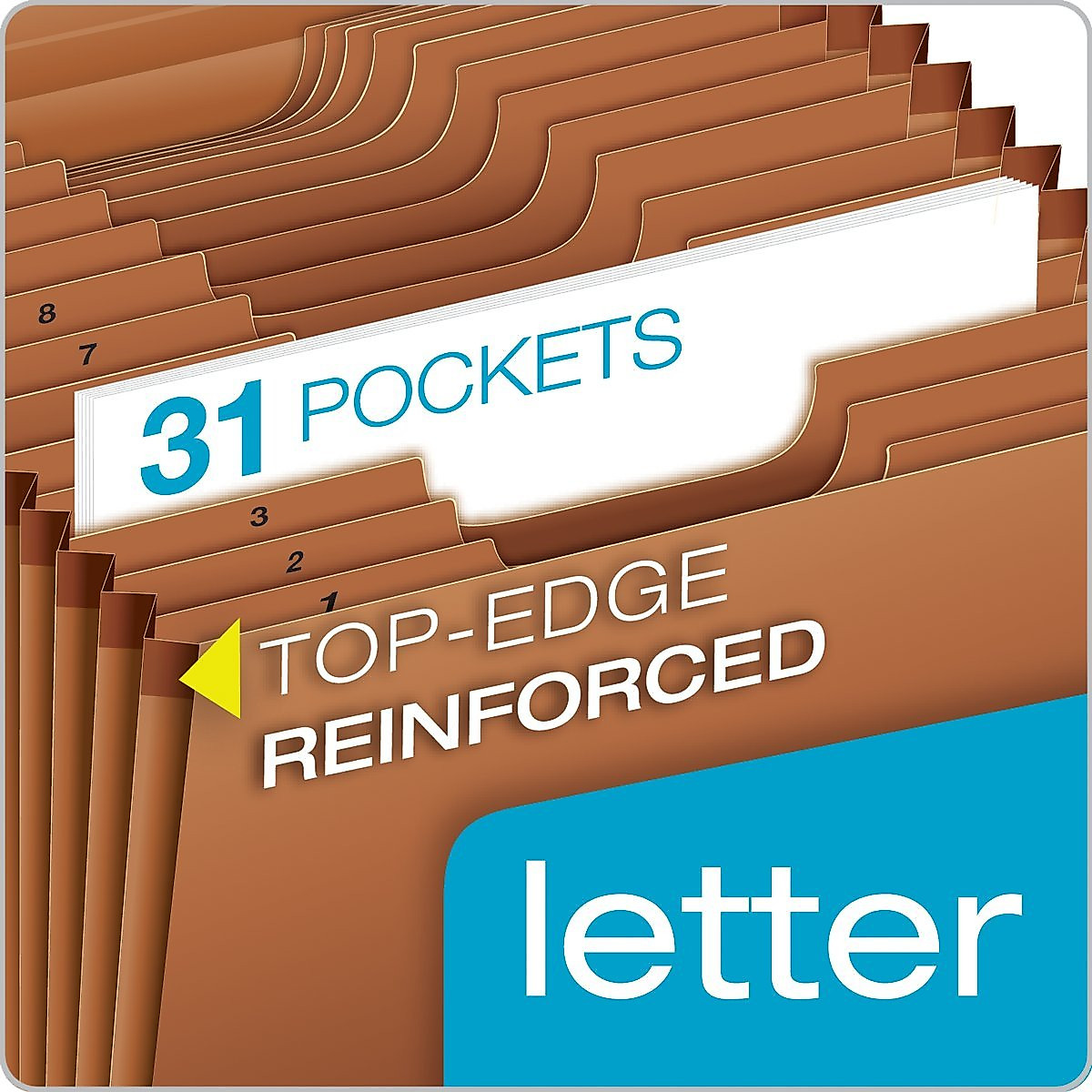 Globe Weis Globe-Weis/Pendaflex Heavy Duty 31-Pocket Expanding File with Flap, 1-31 Index, Letter Size, Brown, (R117DLHD)