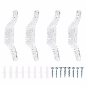 LifCratms 4Pcs Clear Blind Cord Cleats, Transparent Plastic Safety Rope Cleat Window Cord Cleat Cord Holder with Screws for Window Blinds Curtains Sun Shades Ropes