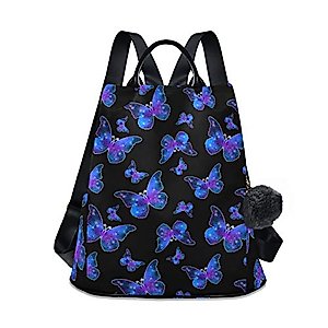 ALAZA Butterfly Print Galaxy Starry Backpack Purse for Women Anti Theft Fashion Back Pack Shoulder Bag