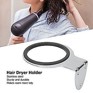 Keenso Stainless Steel Hair Dryer Holder Wall Mounted Hair Dryer Holder with Screws Space Saving Wall Phone Holder for Bathroom Bedroom Barber