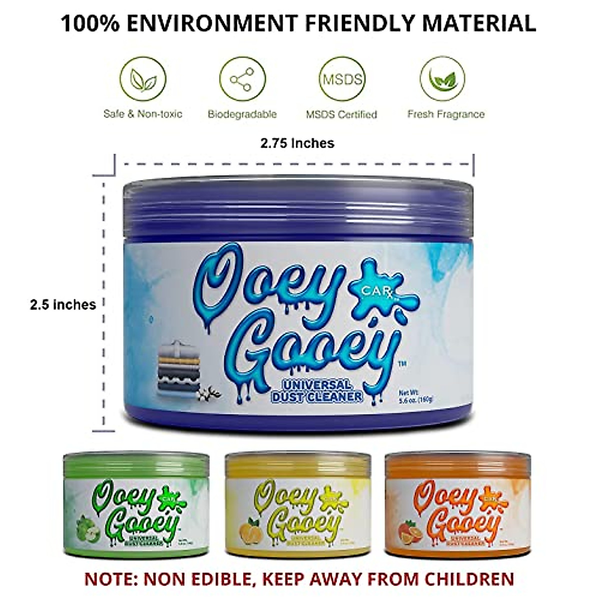 Scented Car Cleaning Gel for Detailing - Pack of 4 Biodegradable Slime for Cleaning Car Interior - Perfect Keyboard Cleaner Gel to Make Your Car Shine - Auto Interior Cleaner (5.6oz/pcs)