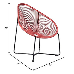 ARMEN LIVING LCACSIBRK Acapulco Indoor Outdoor Steel Papasan Lounge Chair with Brick Red Rope