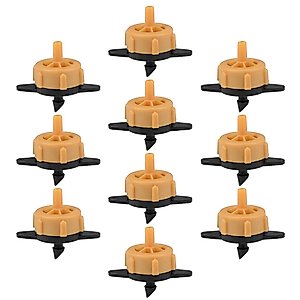 uxcell Pressure Compensating Dripper 0.5 GPH 2L/H Emitter for Garden Lawn Drip Irrigation with Barbed Hose Connector, Plastic Black Orange 50pcs