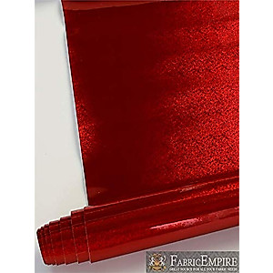 Fabric Empire Small Sparkle RED Vinyl Upholstery Hologram Glossy Fabric 54" Wide Sold by The Yard