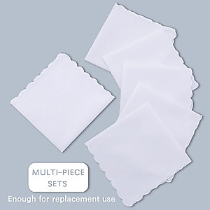 GB Women's 100% White Cotton Handkerchiefs with Wavy Edge for Embroidery and Tie Dye 12 Pieces