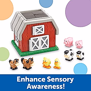 Learning Resources Hide-N-Go Moo, Farm Animal Toy, Barn Toys for Toddlers, 9 Pieces, Ages 2+
