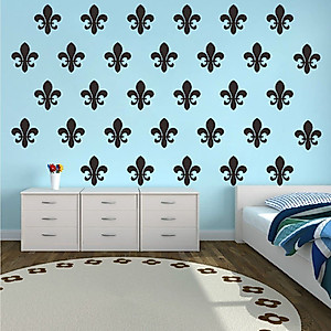 ANFRJJ French Style Flower Wall Stickers - 36 PVC Removable Decals for Bedroom Decor - Elegant Floral Art Decals - JWH195 Collection (Black) - Easy Peel and Stick Wall Decals