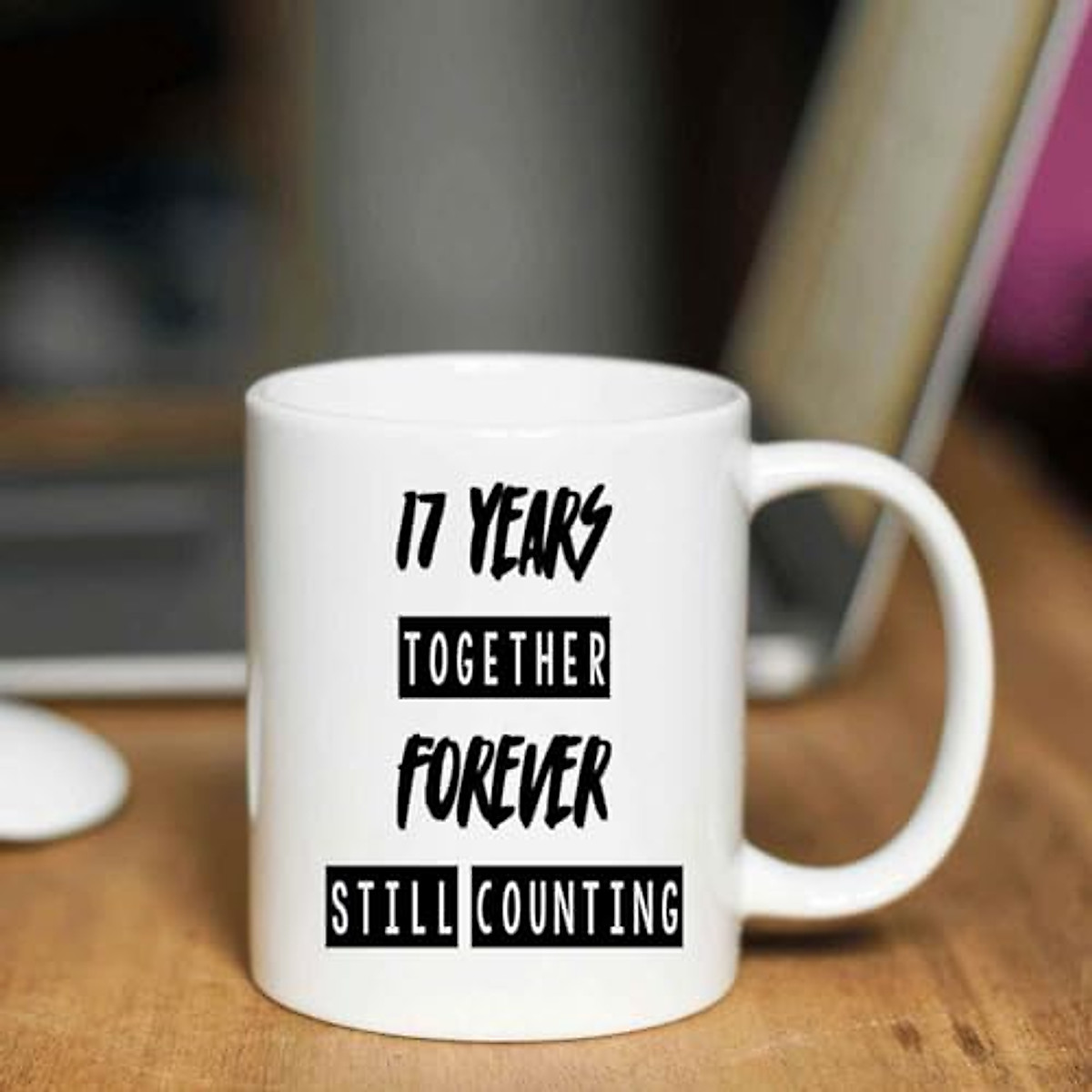 17 Years Together Forever Gifts - Gift for Couples on Grey Multicolor Unisex Sweat and 11 Oz White Ceramic Coffee Mug