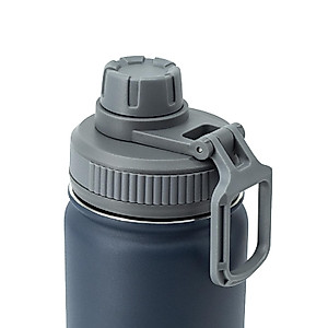 STOVER 25oz Insulated Water Bottle, Wide Mouth Double-Walled Stainless Steel- Vacuum Sealed, Leakproof, Durable, Slim Design Fits in Cup Holder- Flip Top Lid/Spout for Travel- Women/Men (Navy Blue)