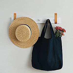 16 Pcs Artificial Leather Wall Hooks 1 x 4.7 Inches Wall Hanging Strap Wall Mounted Loop for Hanging Leather Strap Hangers for Bathroom Kitchen Bedroom Towel Holder Supplies, Black and Brown