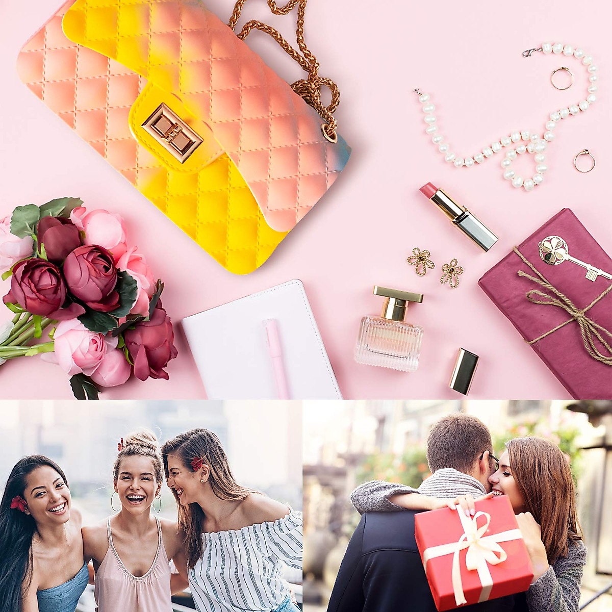 Rainbow Jelly Purse, Colorful Shoulder Bags for Women Girls, PVC Fashion Crossbody Bag Purses