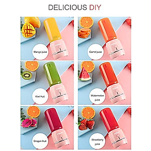 iOCSmart Portable Personal Size Blender, USB Rechargeable Mini Fruits Small Juicer Blender for Shakes and Smoothies with 2 Juice Cup Portable on the Go (Blue)