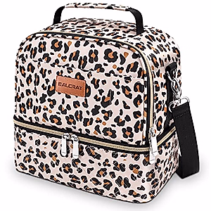 BALORAY Lunch Bag Women Men, Double Deck Lunch Box Insulated Lunch Bag for Adults Work Office Picnic, Leakproof Cooler Bag with Adjustable Shoulder Strap