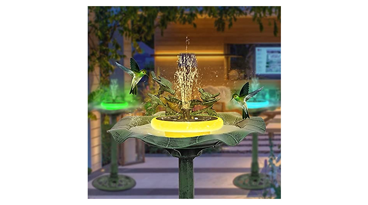 Solar Fountain Pump with RGB Lights | Eco-Friendly Water Feature for Garden
