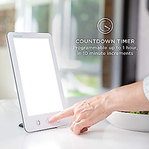 Verilux® HappyLight® Touch Plus - UV-Free LED Bright White Light Therapy Lamp with 10,000 Lux, Adjustable Brightness, Color, and Countdown Timer