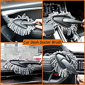THINKWORK Car Detail Duster Kit-17PCS, Perfect Car Dust Removal Kit Interior and Exterior,Detailing Brush,Cleaning Gel,Car Window Brush,Duster Brush,Coral Fleece Cleaning Towels and Cleaning Pads